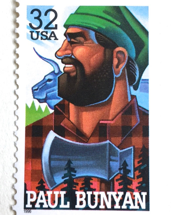 10 Paul Bunyan Postage Stamps Vintage Unused Lumberjack Stamps for Mai ...