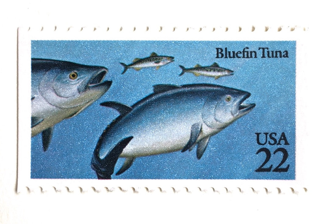 10 Deep Sea Fishing Stamps Unused Vintage Bluefin Fish Stamps for Mail ...