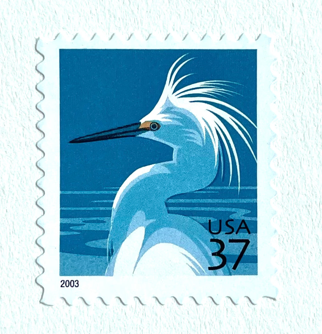 10 Blue White Heron Snowy Egret Stamps Unused Vintage Postage for Mail ...