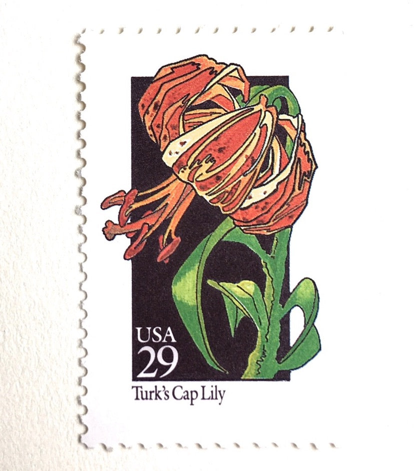 10 Vintage Lily Flower Stamps Unused Wildflower Lily Postage Mailing ...