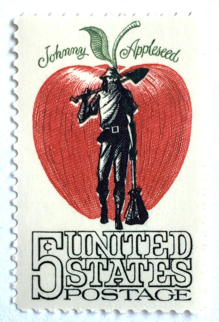 10 Red Apple Postage Stamps Johnny Appleseed Unused Vintage Stamps for ...