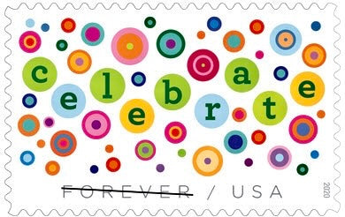 10 Sparkly Celebrate Forever Stamps Unused Colorful Confetti Postage S ...