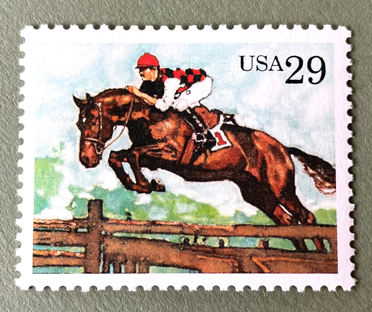 10 Horse Jumping Postage Stamps Unused Vintage Equestrian Horse Track ...