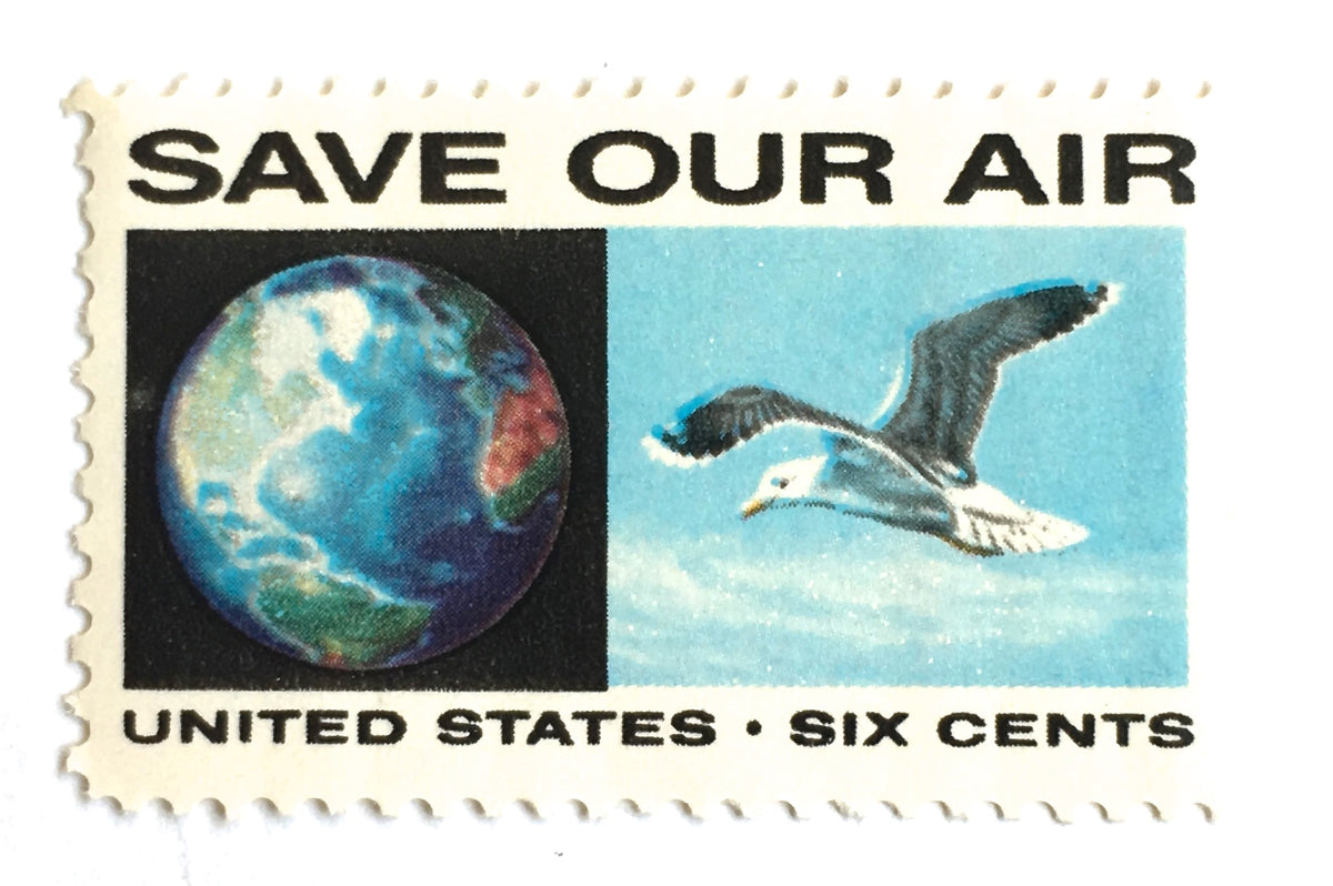 10 Vintage Earth Stamps Save Our Air Seagull Postage Stamps for Mailin ...