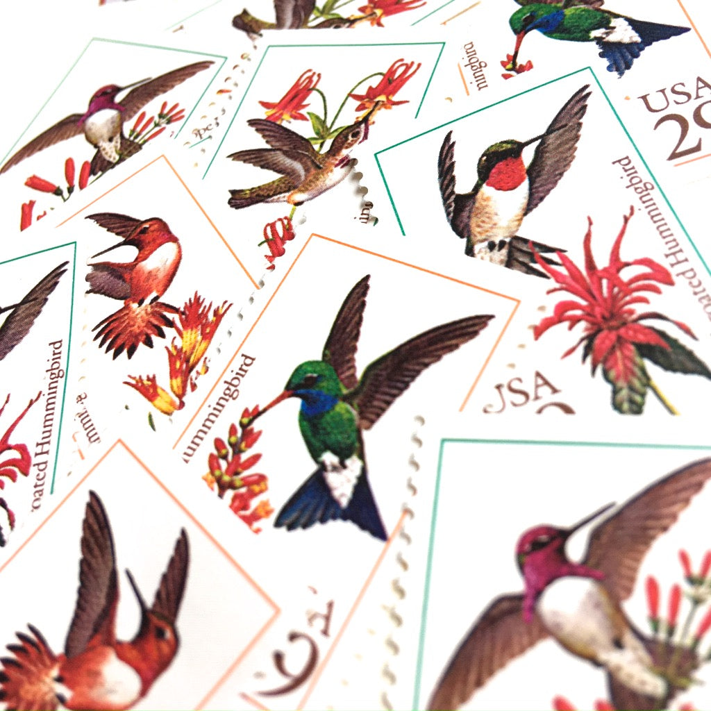 10 Hummingbird Stamps Unused Vintage Botanical Hummingbirds Postage St ...