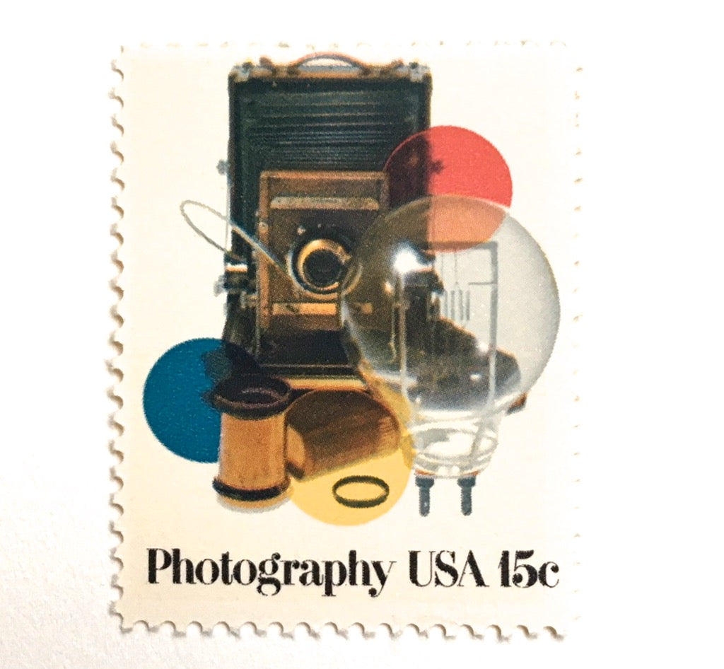 10 Vintage Photography Postage Stamps // Camera Film Photographer 15 C ...