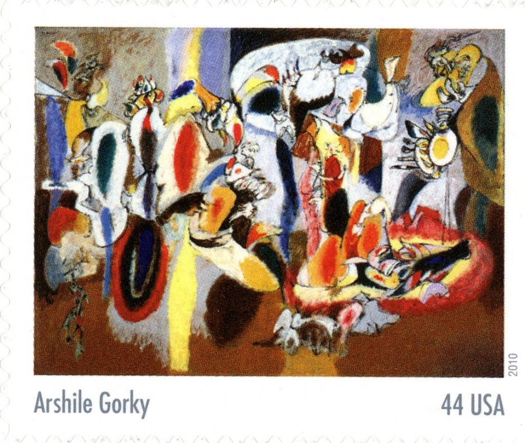 10 Modern Art Postage Stamps Abstract Expressionist Vintage Unused Sta ...