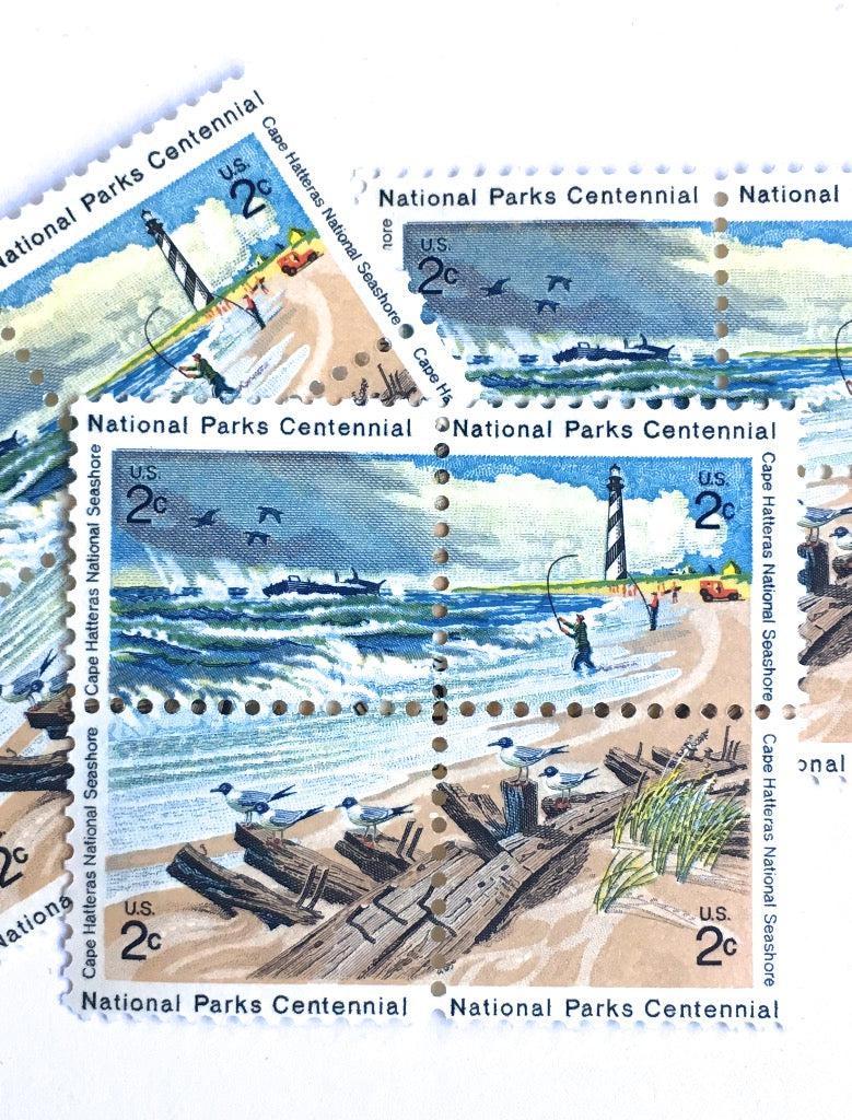 12 Vintage Seaside Ocean Stamps 2 Cent Nautical Beach Postage Stamps f ...