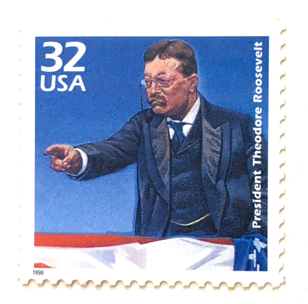 10 Vintage Teddy Roosevelt Stamps // Vintage Blue President Theodore R ...