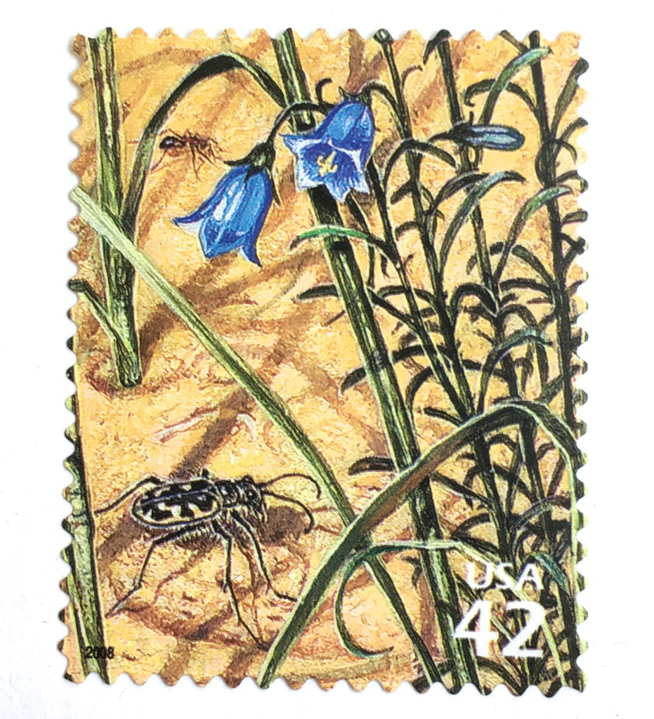 10 Blue Flower Stamps Unused Blue Botanical Beach Flower Postage Stamp ...