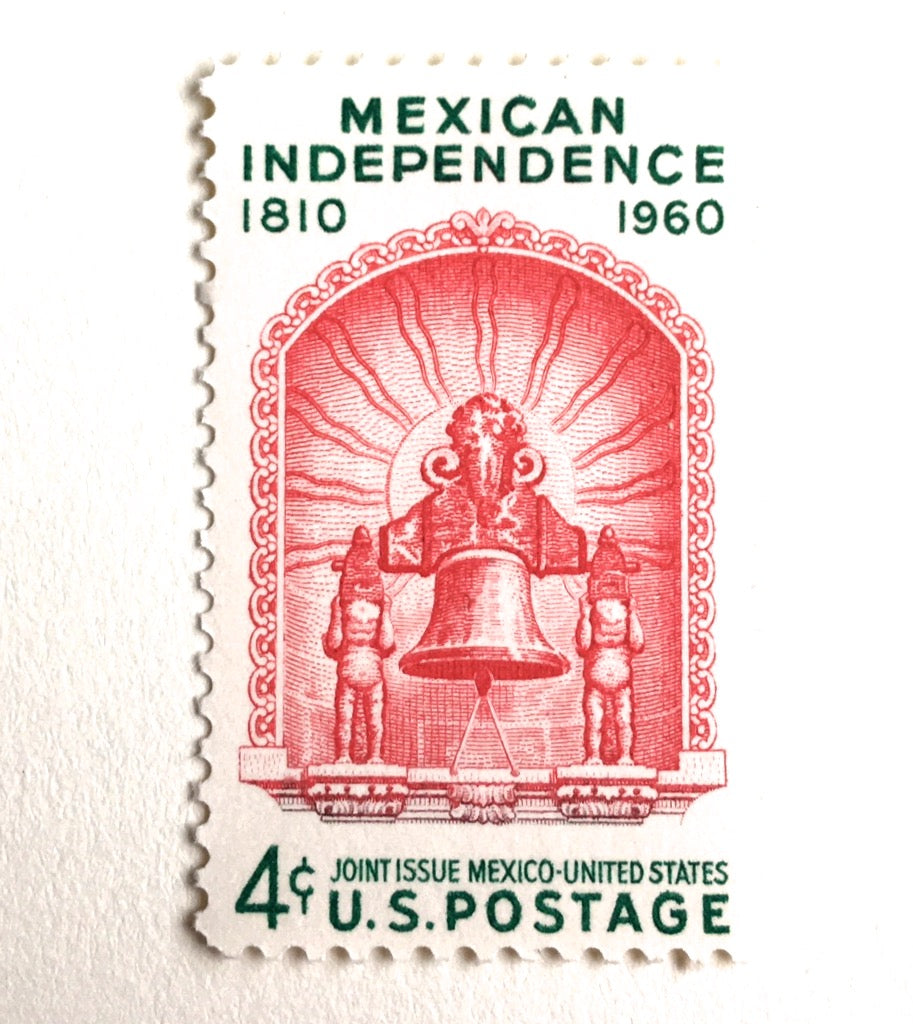 10 Mexican Independence US Postage Stamps Vintage US Mexican Holiday P ...