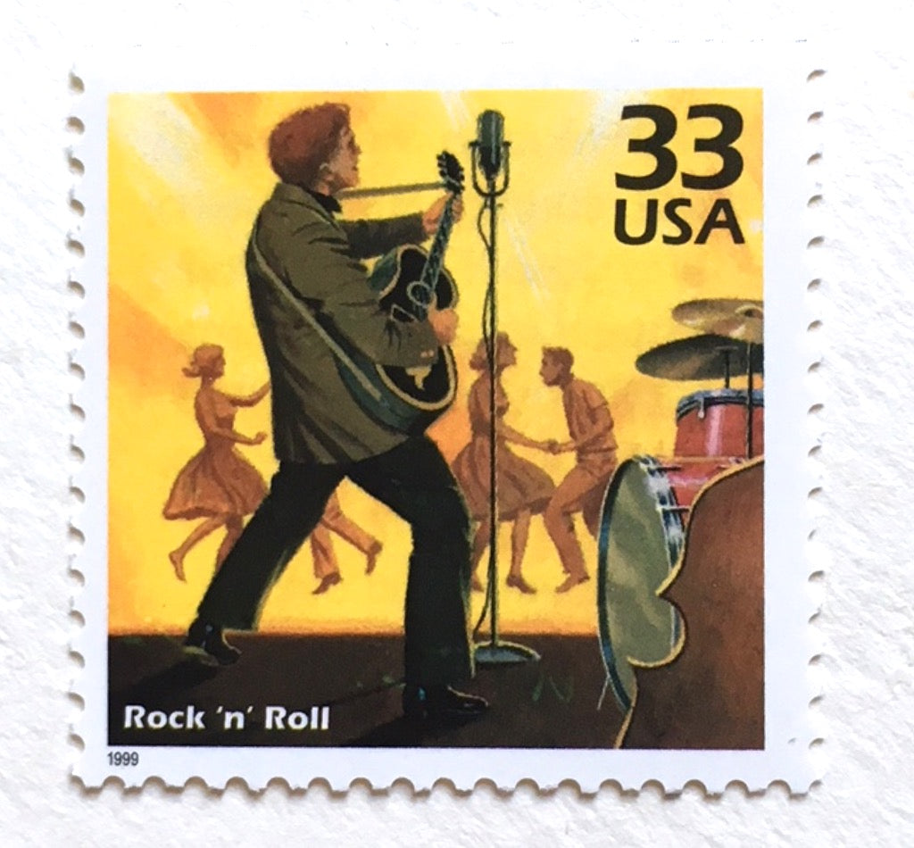 10 Rock n Roll Postage Stamps // Vintage Rock Band Concert Dance Stamp ...