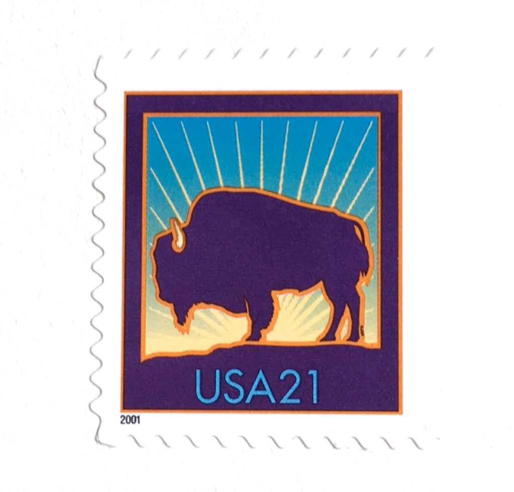 10 Buffalo Postage Stamps Unused Vintage 21 Cent American Bison Stamps ...