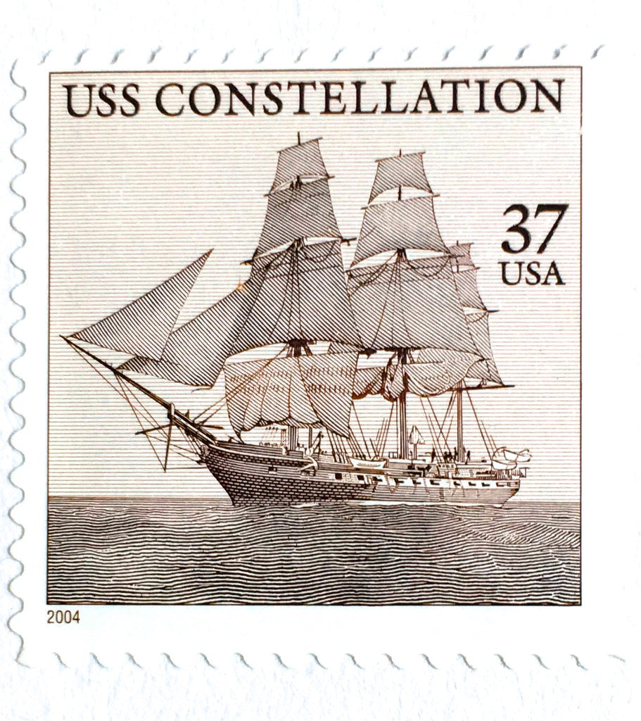 10 Sailing Ship Stamps // Nautical Postage Stamps // USS Constellation ...