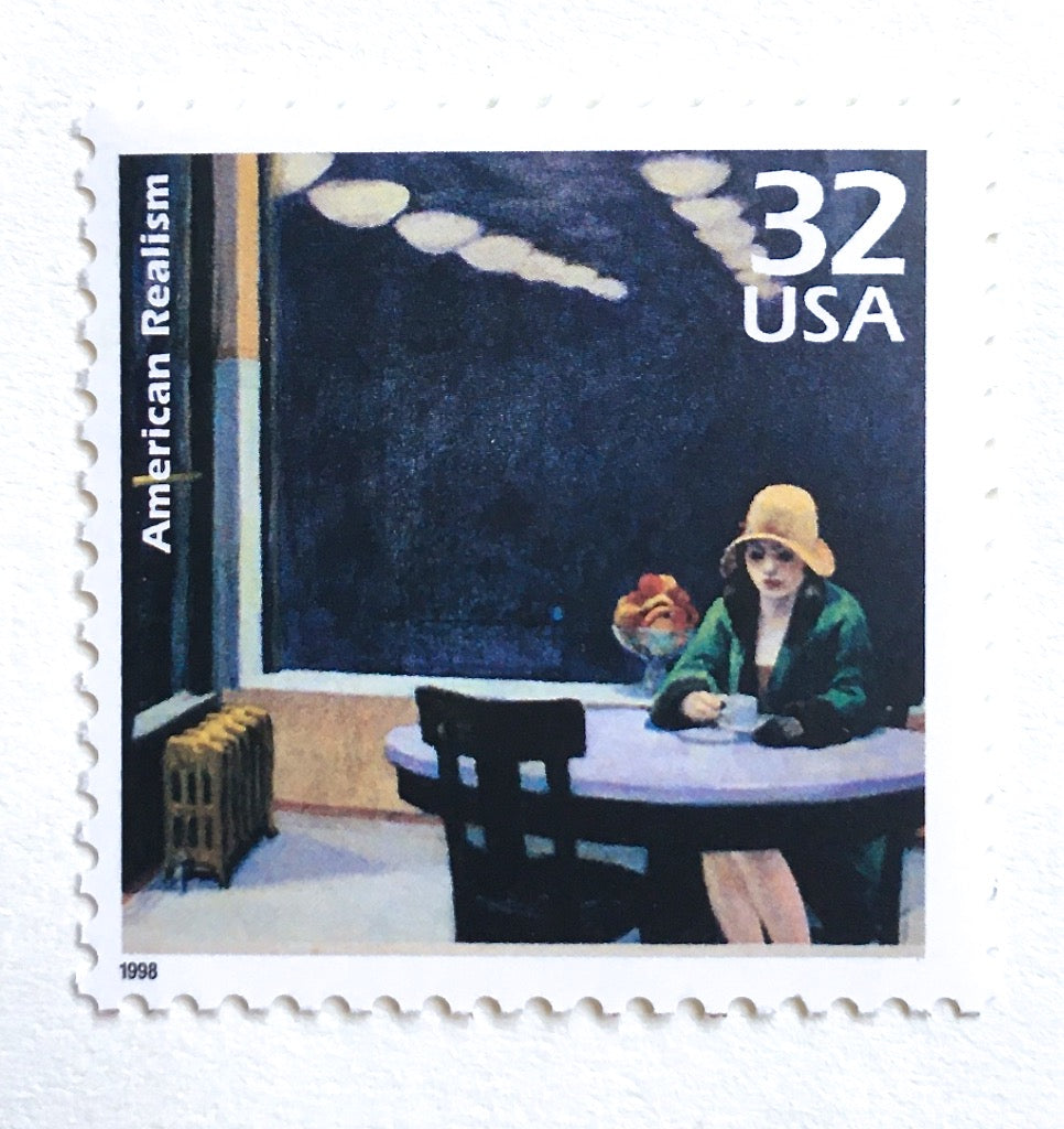10 Edward Hopper Painting Postage Stamps 1920s Automat Art Unused Vint ...
