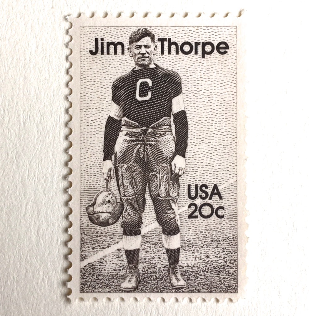 10 Vintage Football Postage Stamps Unused Jim Thorpe Football Player 2 ...