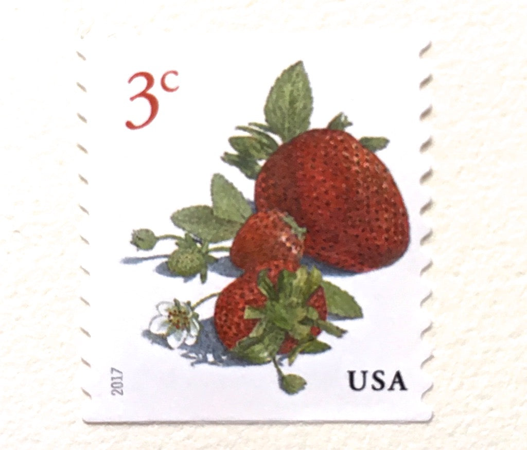 10 Strawberry Stamps // 3 Cent Strawberry Postage Stamps // Vintage Re ...