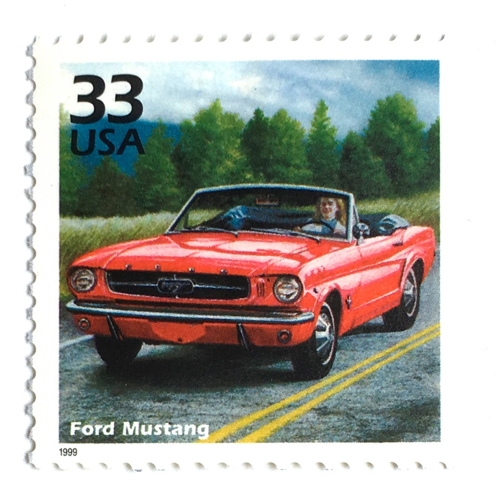10 Sixties Ford Mustang Postage Stamps Vintage 1960s Red Convertible C ...
