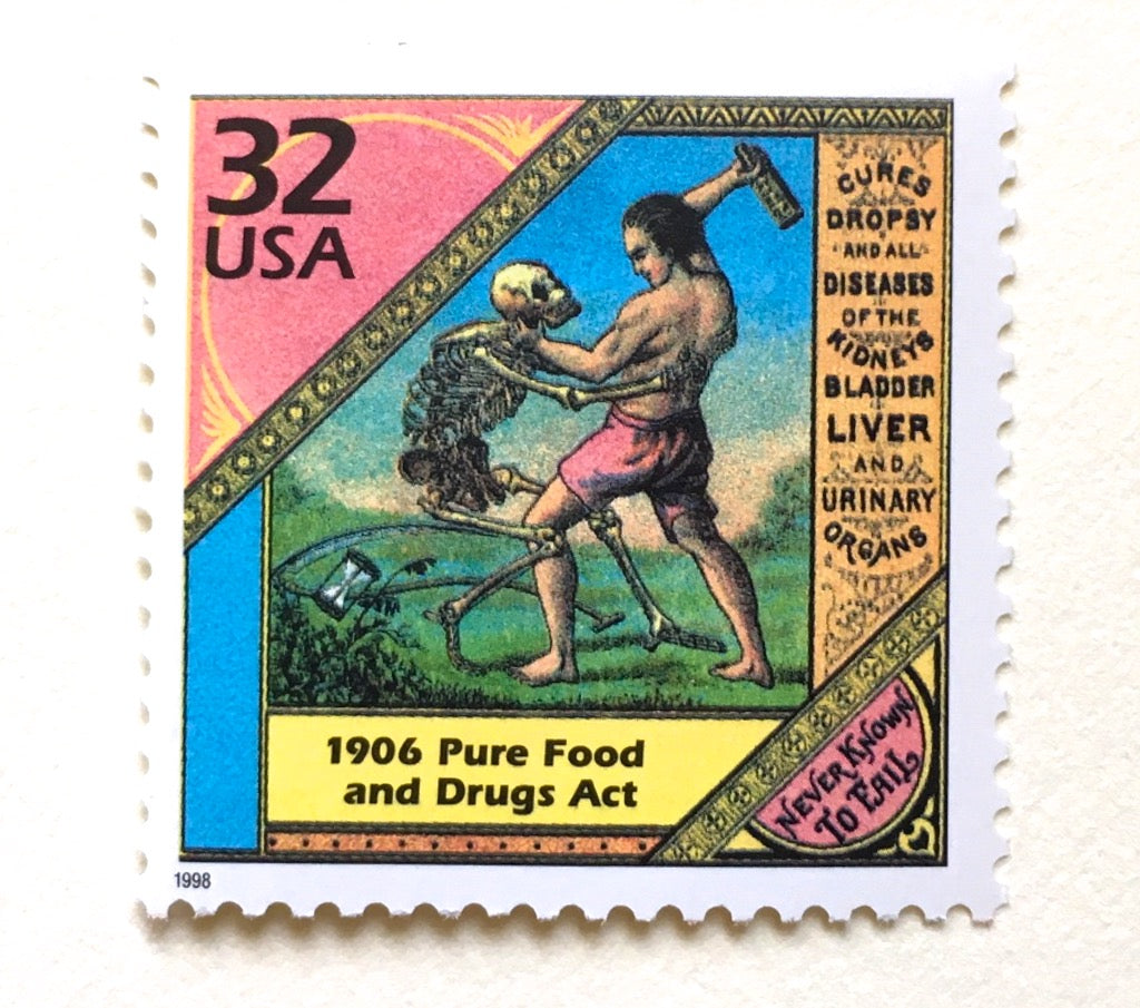 10 CREEPY Skeleton Postage Stamps // Pure Food and Drug Act // Vintage ...