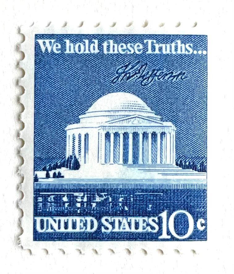 10 Jefferson Memorial Stamps Blue Washington DC Unused Vintage postage ...