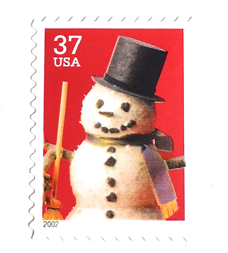 12 Vintage Snowman Postage Stamps Unused Frosty the Snowman Christmas ...