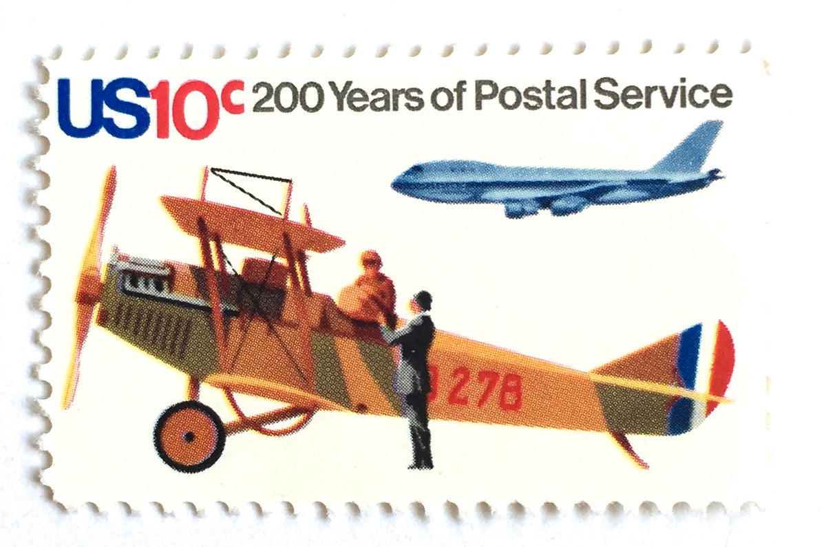 10 Airplane Postage Stamps Vintage US Postal Service Air Mail Stamps f ...
