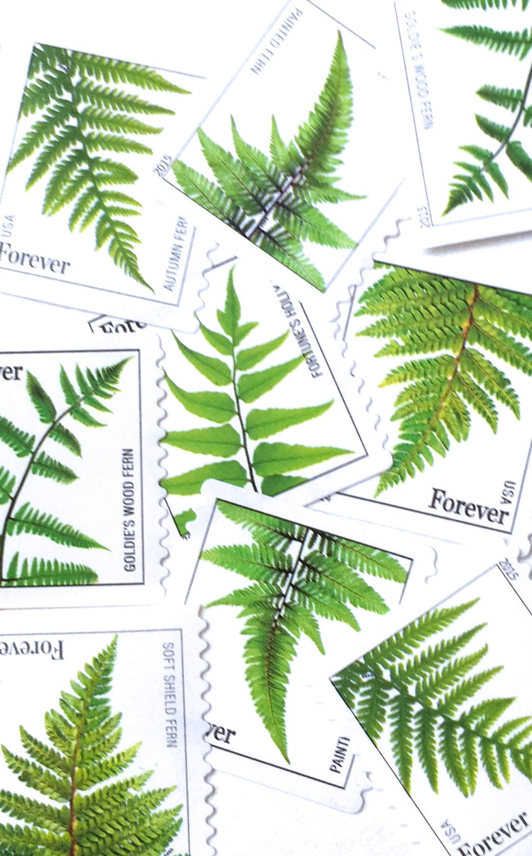 10 Green Botanical Forever Stamps // Forest Fern Plant Postage Stamps ...