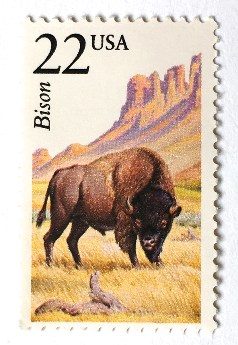 10 Buffalo Postage Stamps Unused Vintage 22 Cent American Bison Stamps ...