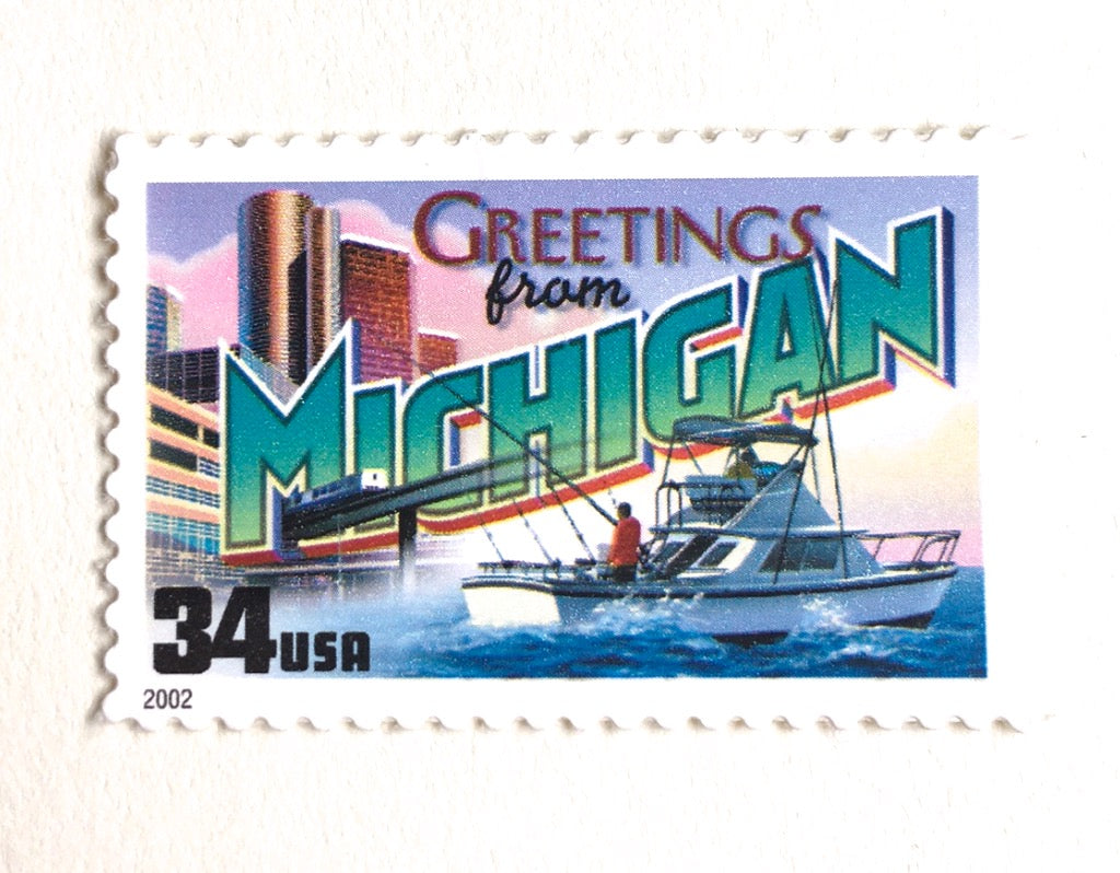 10 Michigan Postage Stamps Vintage Detroit Postage Stamps for Mailing ...
