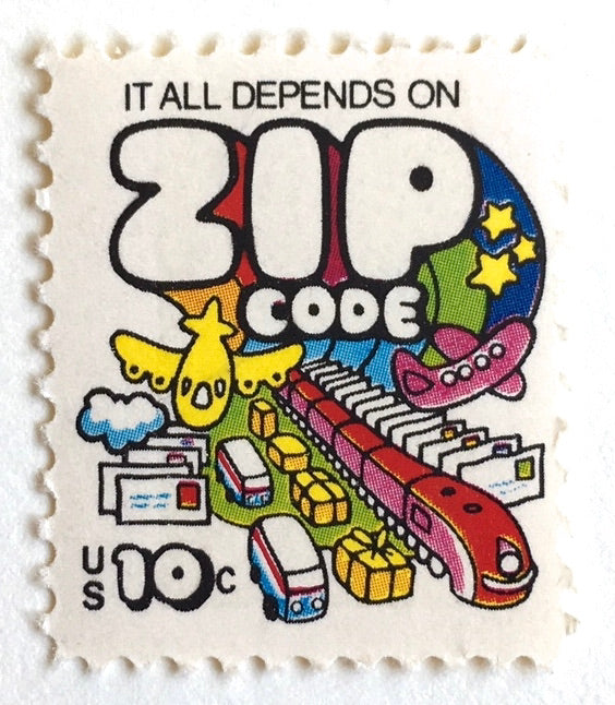 10 Vintage ZIP Code Postage Stamps Groovy 1970s US Postal Service Stam ...