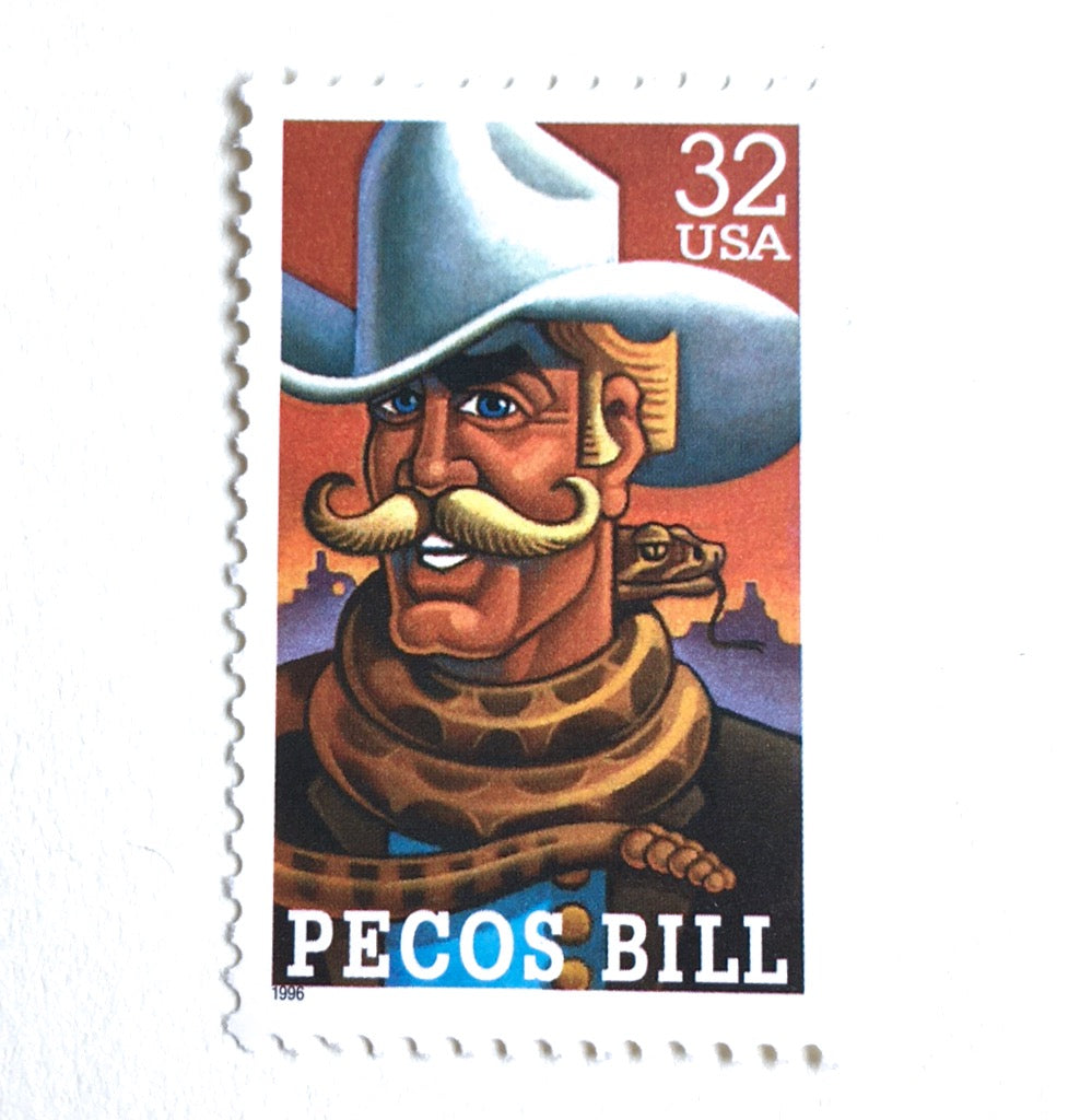 10 Pecos Bill Stamps Unused Vintage Wild West Cowboy Postage for Maili ...