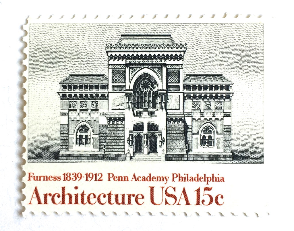 10 Vintage Philadelphia Architecture Postage Stamps // Penn Academy Ar ...