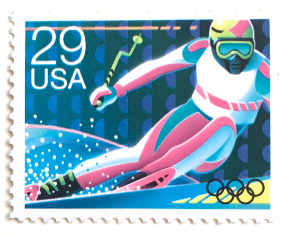 10 Skiiing Stamps 29 Cent Vintage Alpine Ski Postage Stamps for Mailin ...