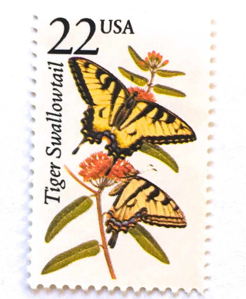 10 Vintage Butterfly Stamps Unused Tiger Swallowtail Butterflies Vinta ...