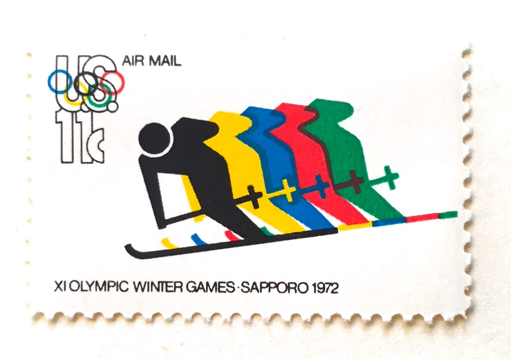 10 Skiing Stamps 1972 Olympic Winter Games Vintage Ski Postage for Mai ...