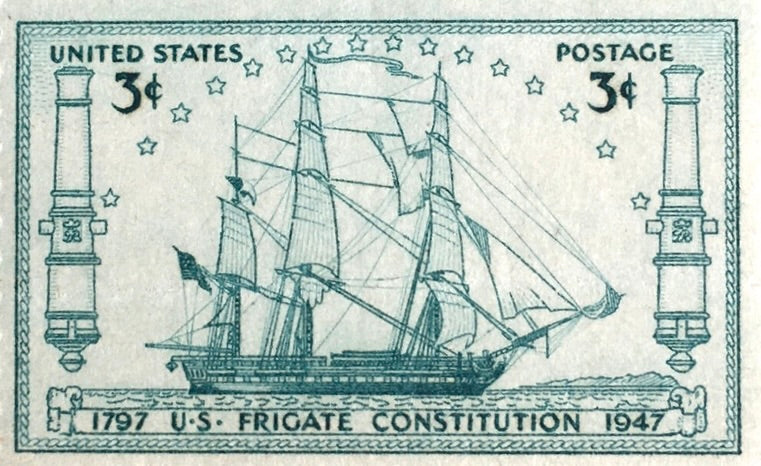 10 Sailing Ship Vintage Nautical Postage Stamps USS Constitution Sea S ...