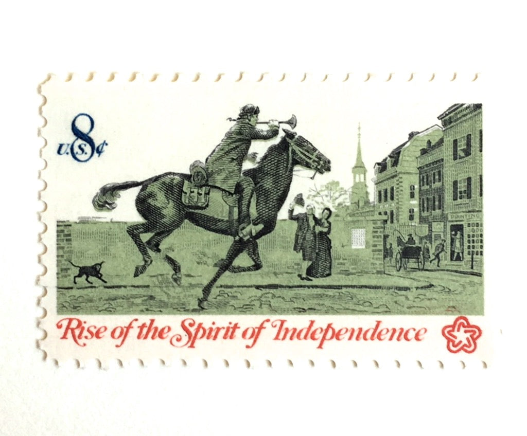 10 Vintage Horse and Rider Stamps Sage Green Colonial Era New England ...