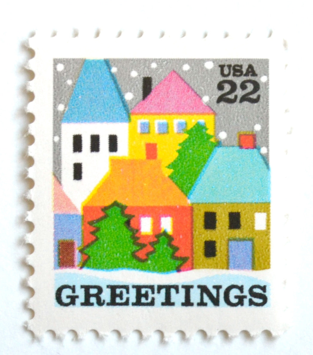 10 Holiday Greetings Vintage Postage Stamps for Mailing Christmas Card ...