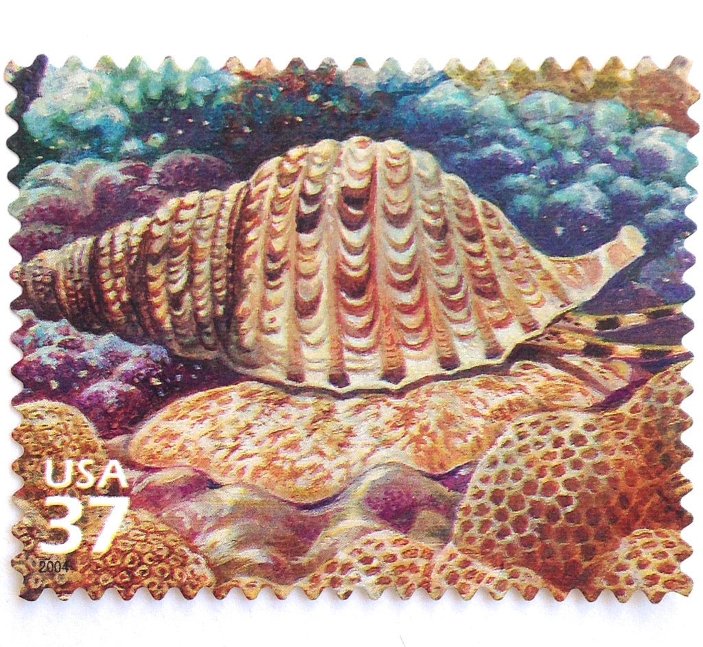 10 Coral Reef Seashell Stamps Unused 37 Cent Nautical Sea Shell Postag ...