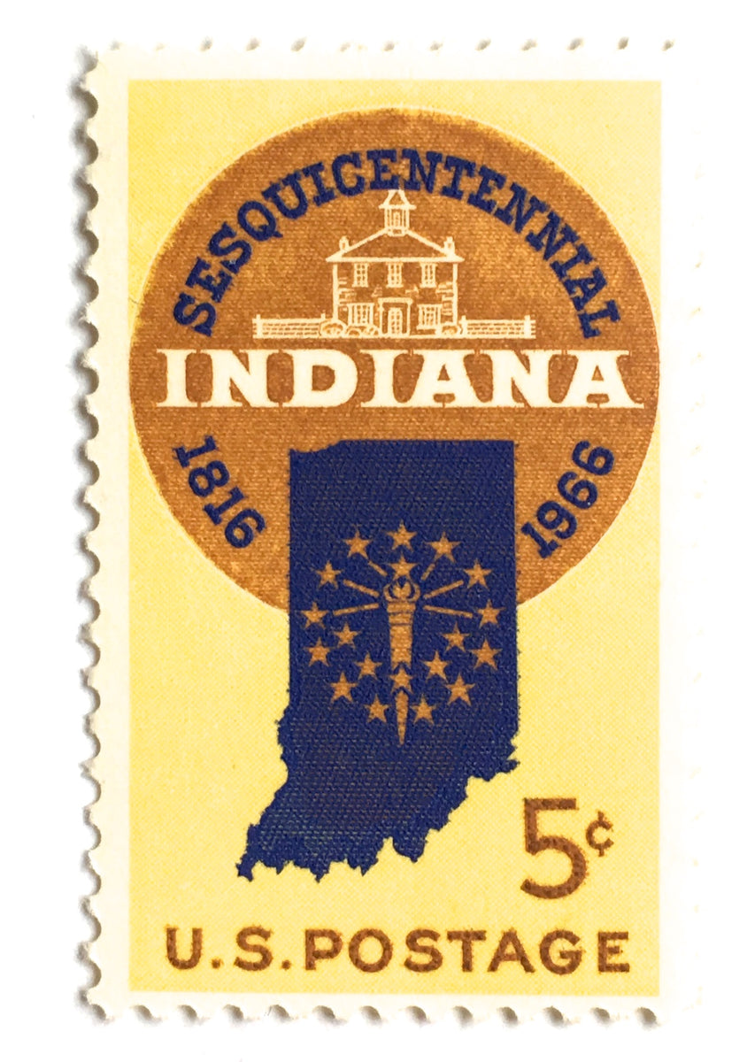 10 Indiana Vintage Postage Stamps Unused 1960s Vintage 5 Cent Indiana ...