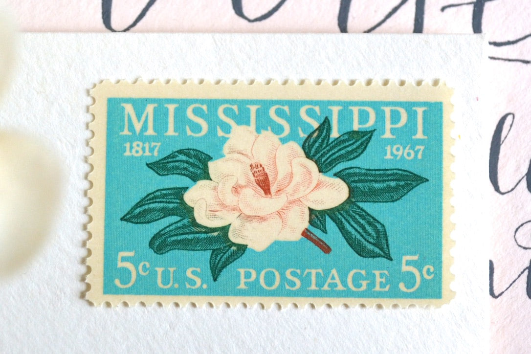 10 Vintage Magnolia Postage Stamps for Mailing Cards Wedding Invitatio ...