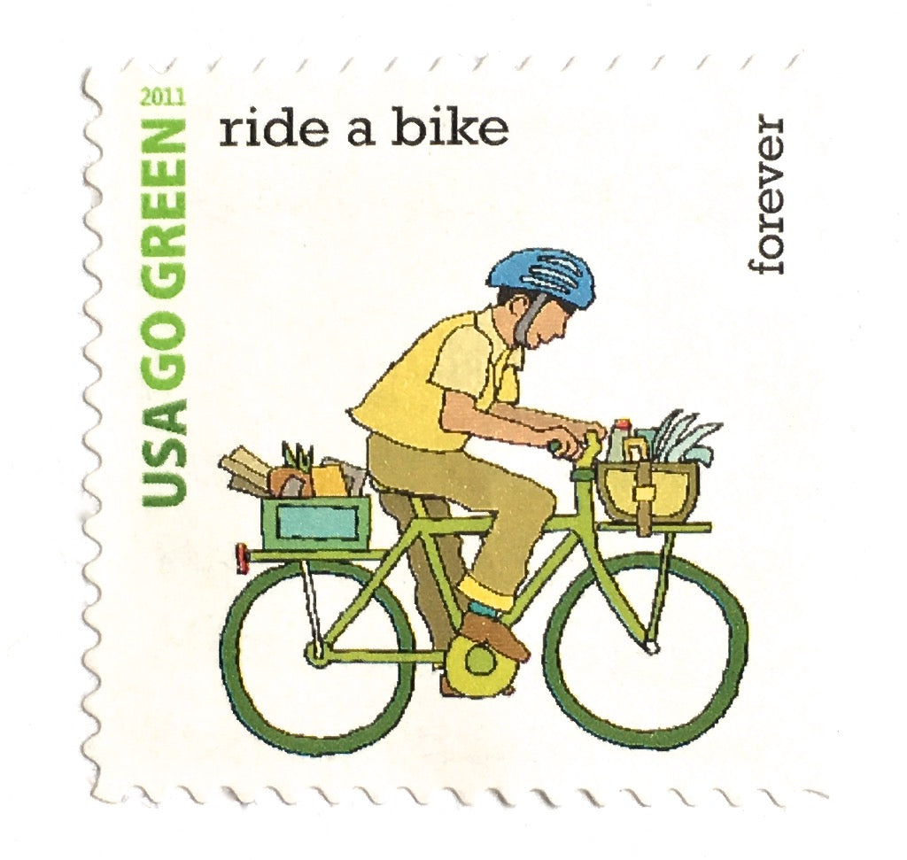 1 Bicycle Forever Stamp Unused Ride A Bike Go Green Biking Postage For ...