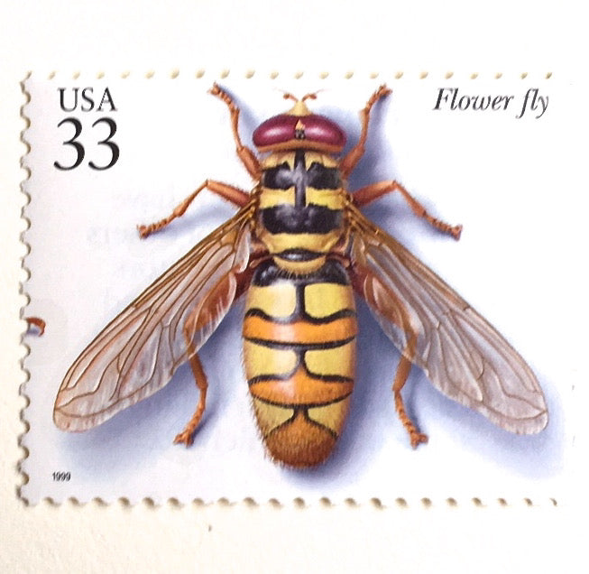 10 Bee Postage Stamps // Flower Fly Stamps // Pollinating Insect 33 Ce ...